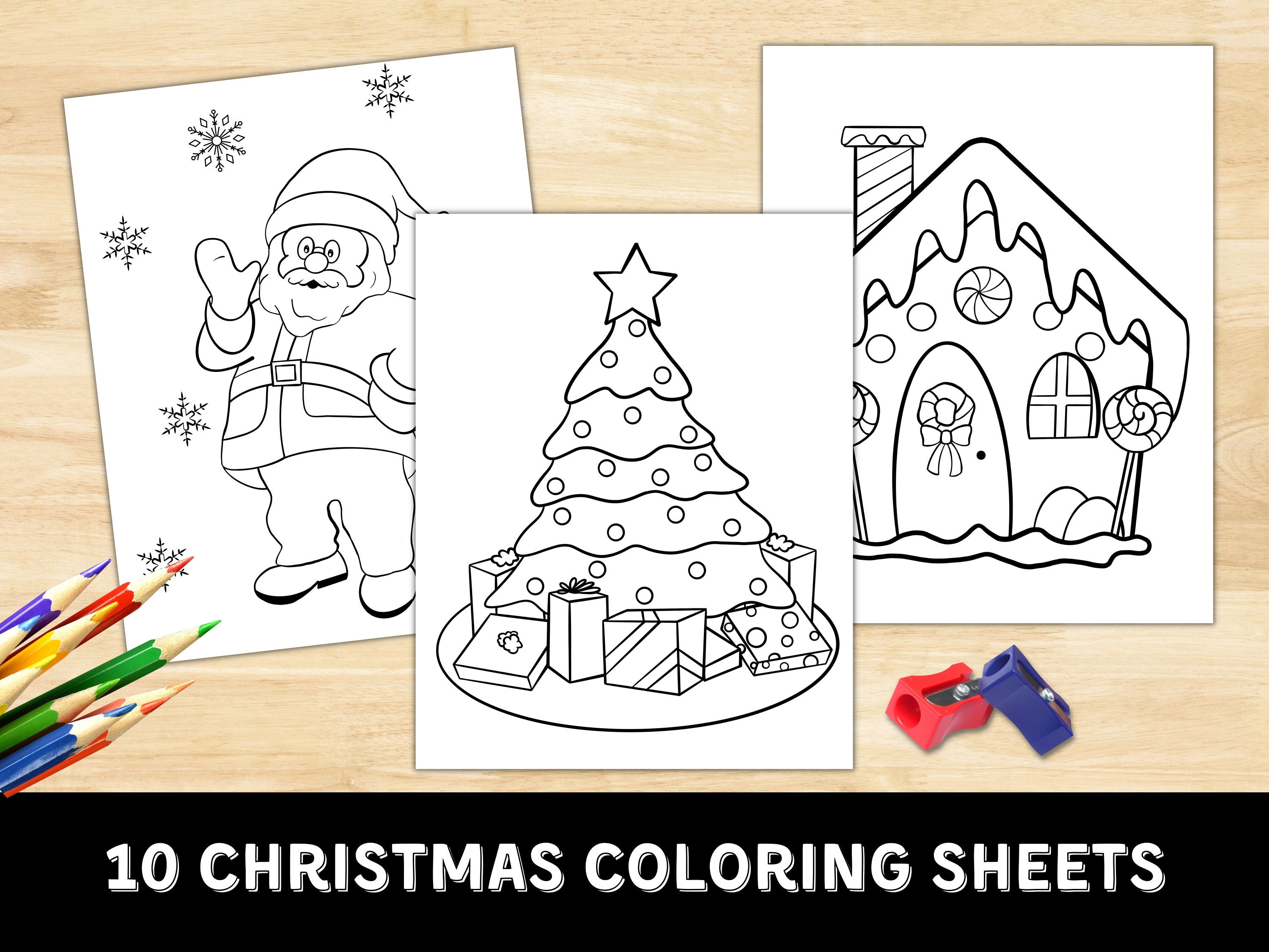 10 Christmas Coloring Sheets | Coloring Page | Winter | Holiday Art ...