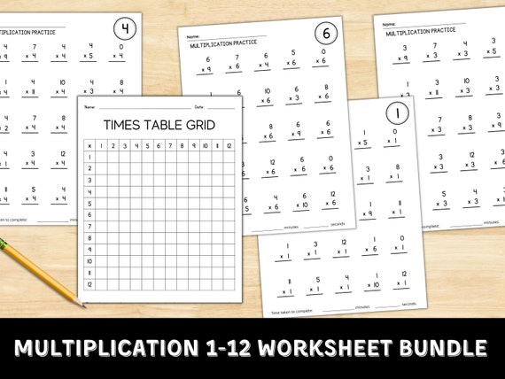 Math Worksheets Multiplication 1 12
