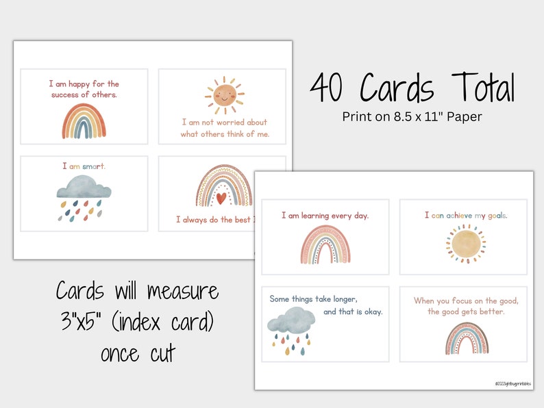 Kids Printable School Affirmation Cards 40 Self Care Cards for Kids ...
