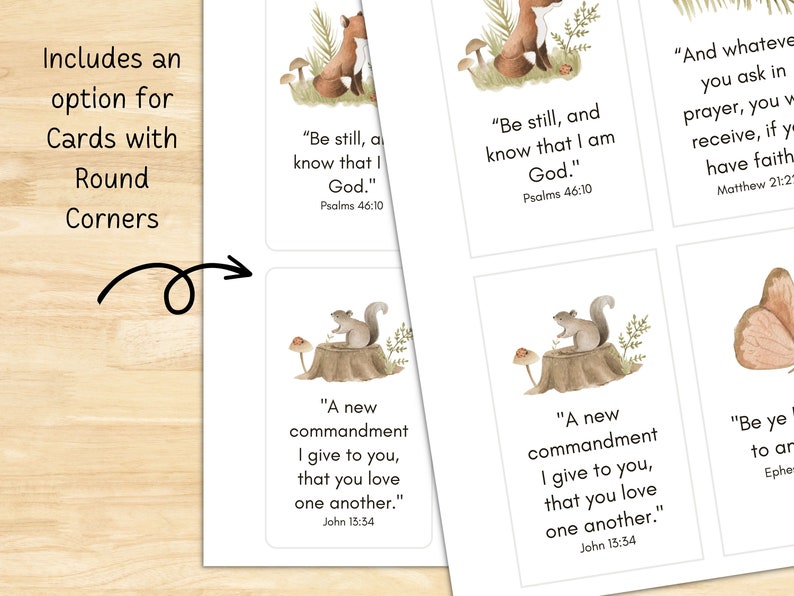 24 Beginner Bible Verse Cards | Woodland | My First Scripture Cards ...