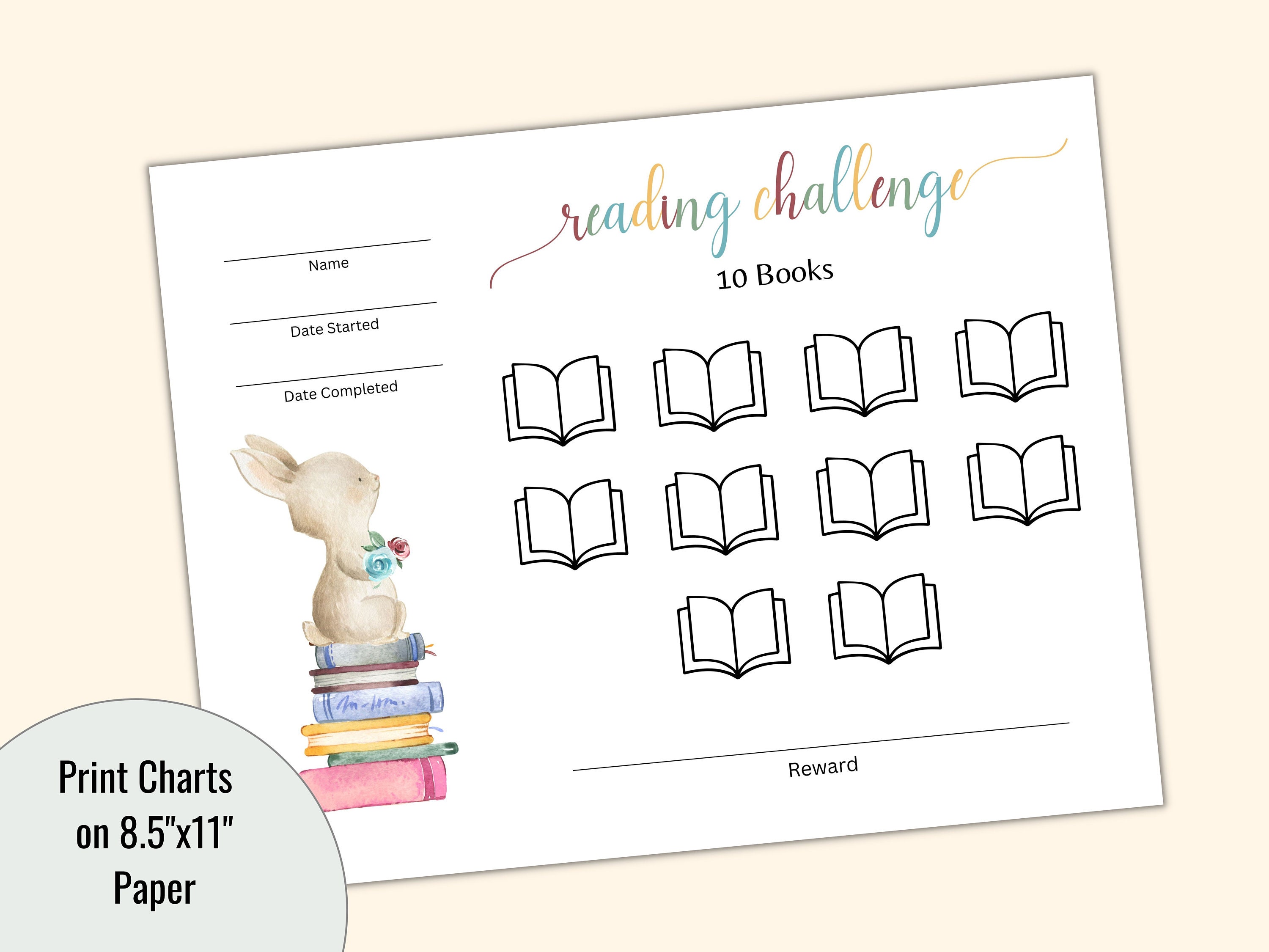 Printable Reading Log Reading Challenge Tracker Kids Reading Goal Chart ...