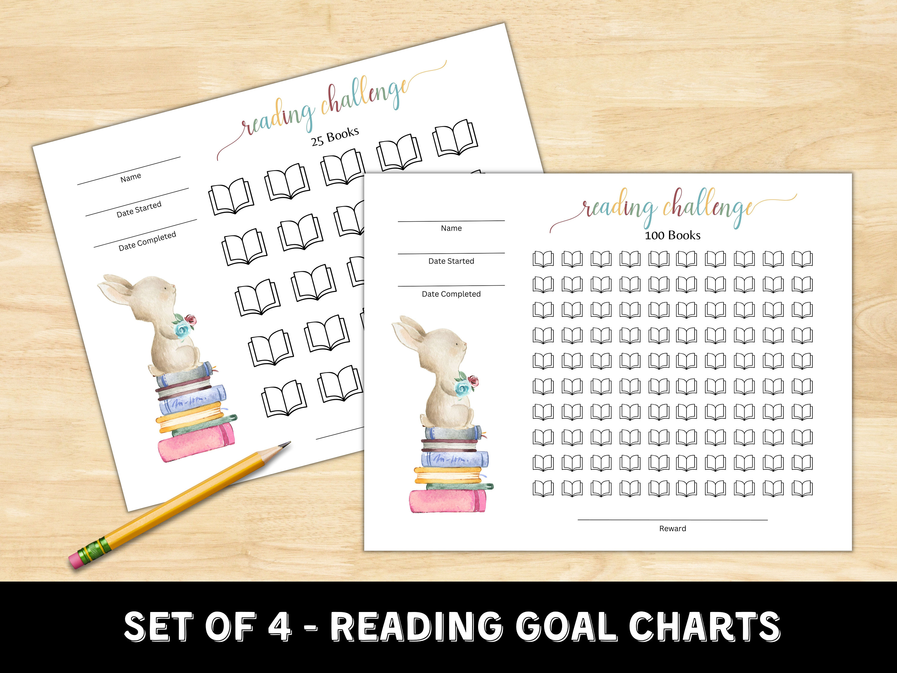 Printable Reading Log Reading Challenge Tracker Kids Reading Goal Chart ...