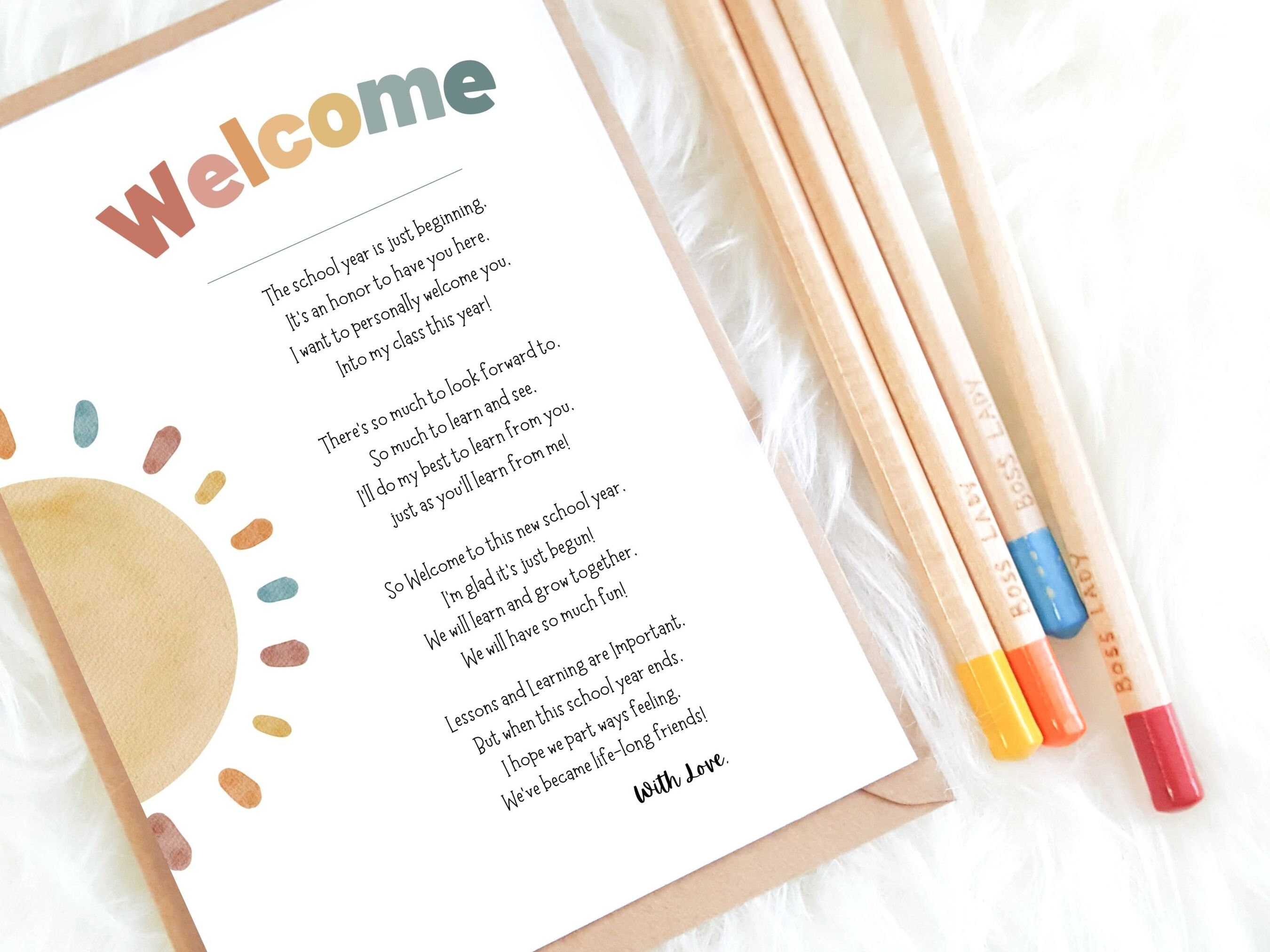 Welcome Note From Teacher | Gift From Teacher | First Day of School ...