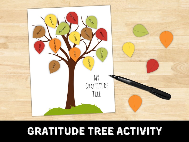 Gratitude and Thankful Tree Thanksgiving Thankful Craft Cut and Paste ...
