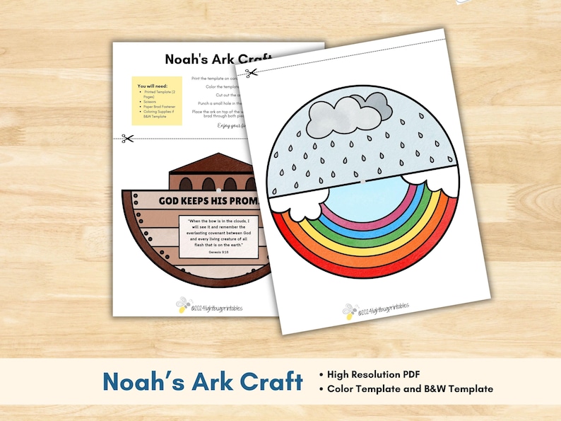 Noah's Ark Bible Craft for Kids Printable Sunday School Lesson on Noah ...