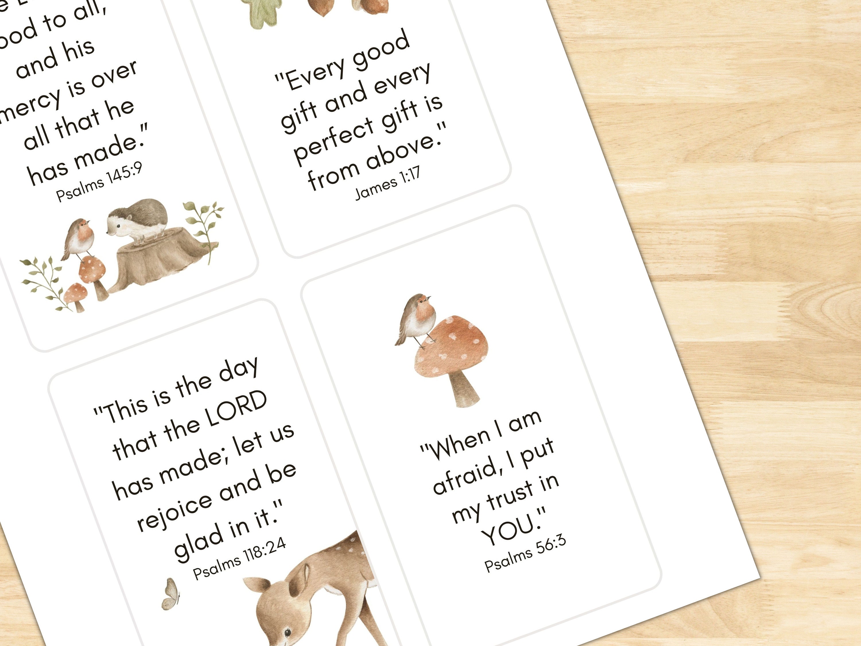 24 Beginner Bible Verse Cards | Woodland | My First Scripture Cards ...