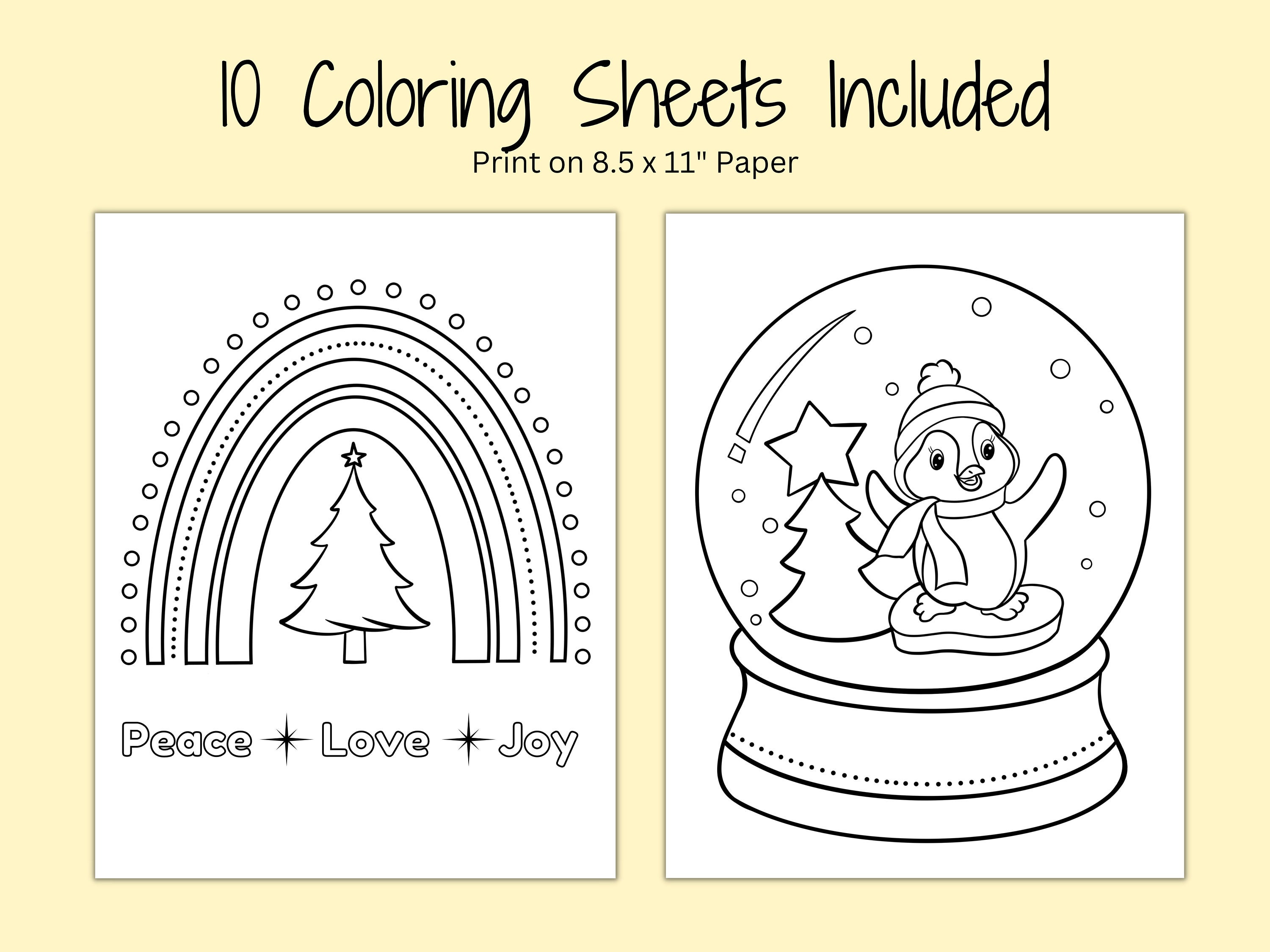 10 Christmas Coloring Sheets Coloring Page Winter Holiday Art Instant ...