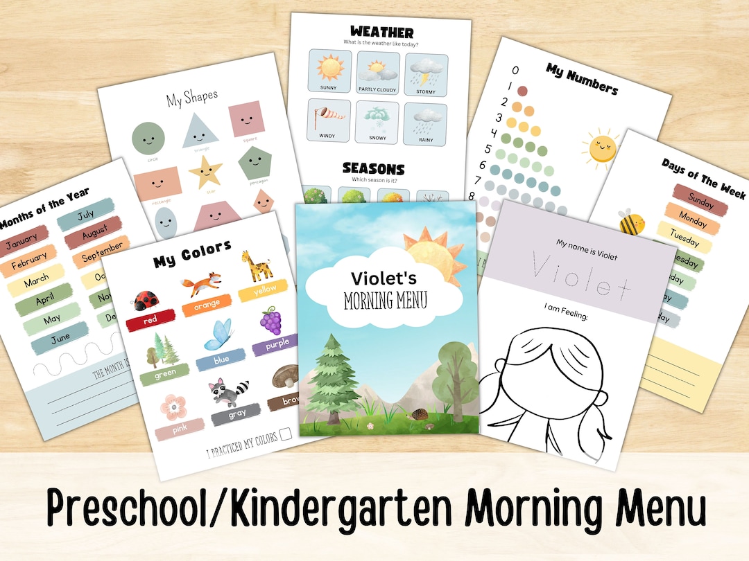 Morning Menu | Preschool Kindergarten | Homeschool Morning Menu ...