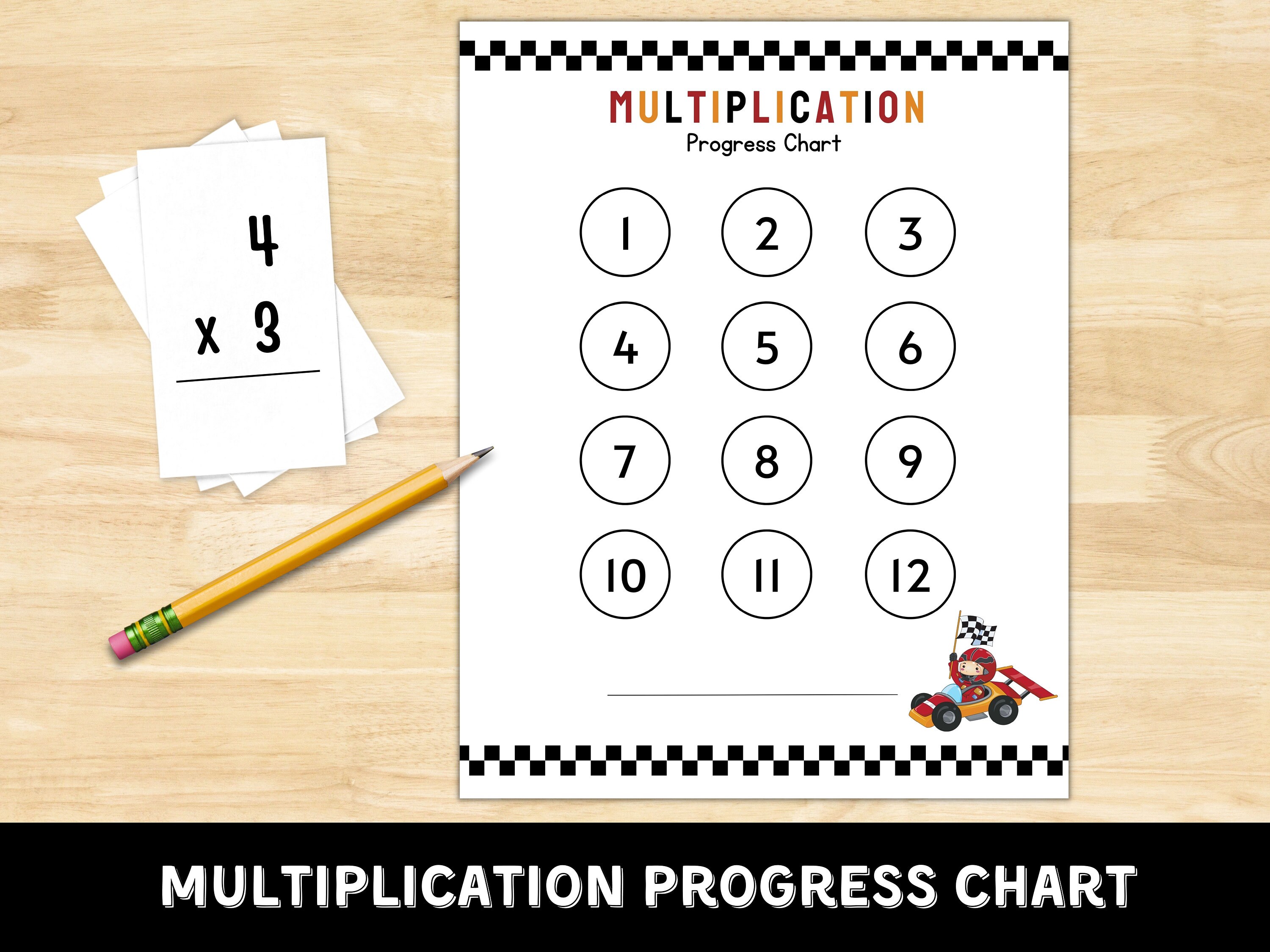 Racecar Multiplication Progress Chart | Multiplication Challenge ...
