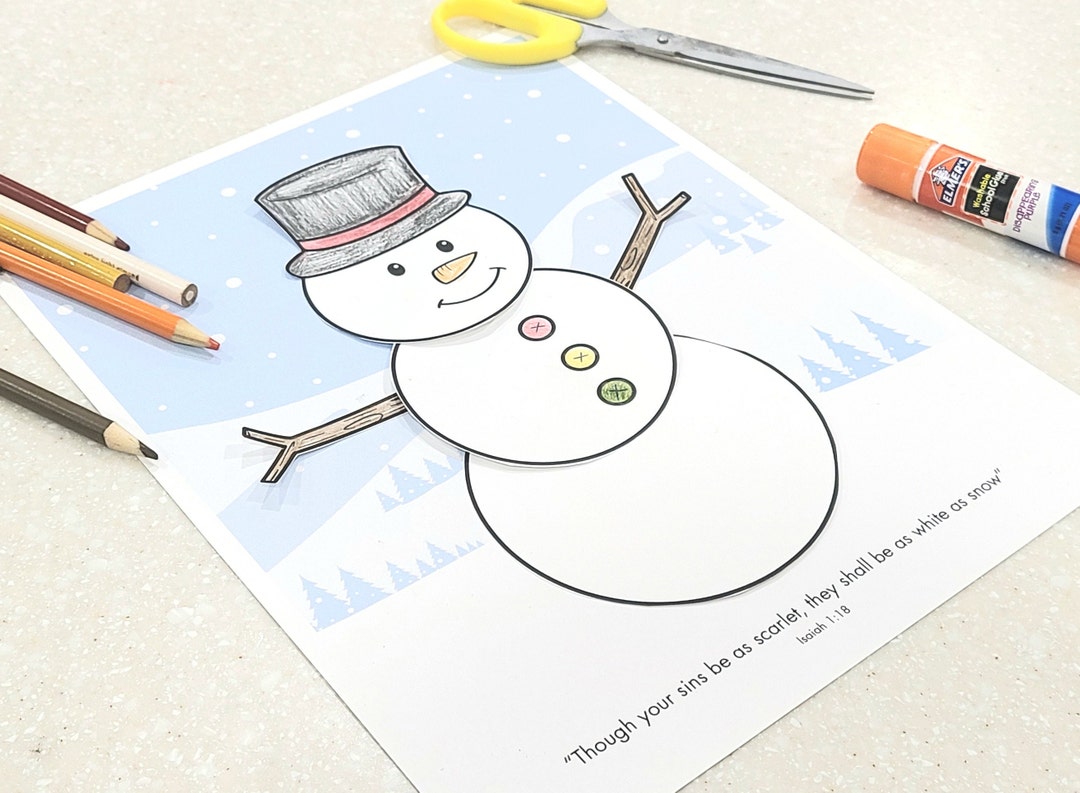 Snowman Craft for Kids Winter Bible Craft Printable Build a Snowman Cut ...