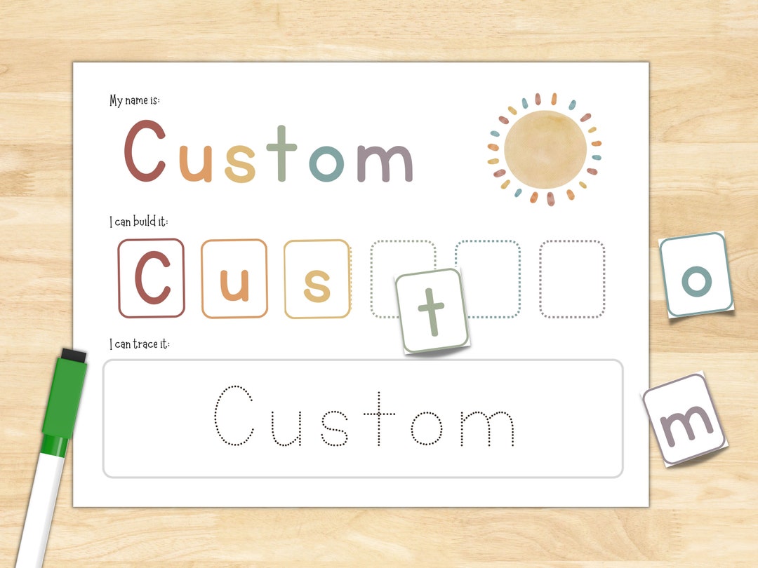 Dry Erase Name Mat | Custom | Montessori Activity | Preschool ...