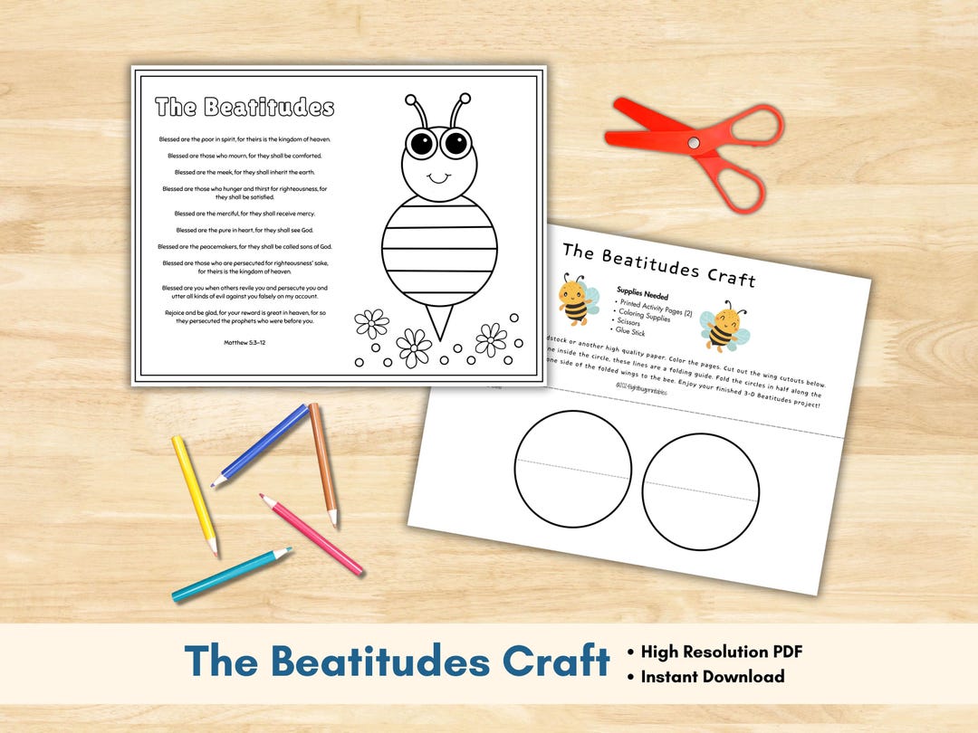The Beatitudes Craft for Kids Sunday School Lesson Printable Christian ...