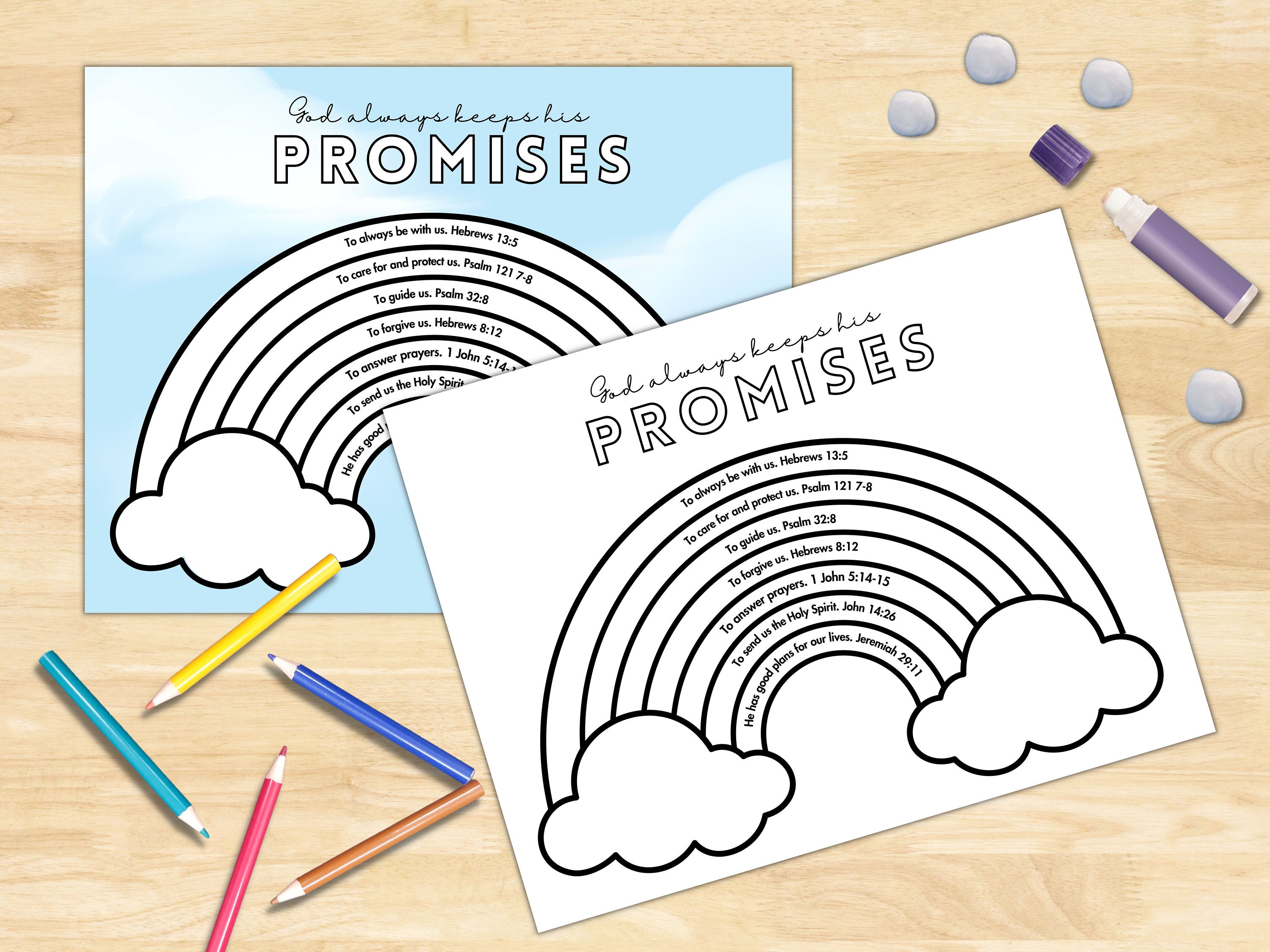 God's Promises | Rainbow Craft | Instant Download | Sunday School Lesson | Kids Printable ...