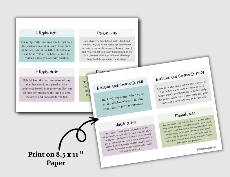 Printable LDS Scripture Cards | Book of Mormon Cards | Christian ...