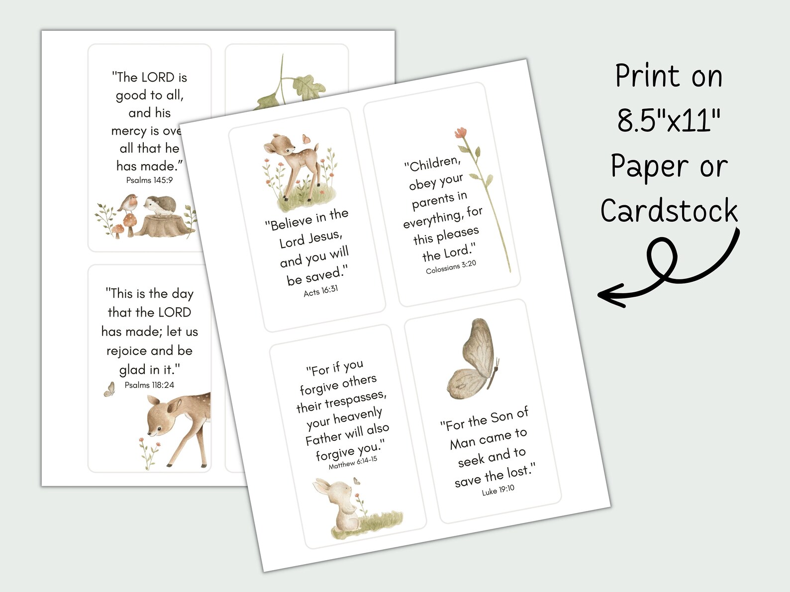 24 Beginner Bible Verse Cards | Woodland | My First Scripture Cards ...