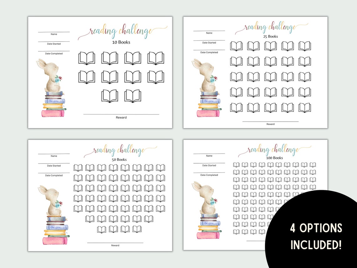 Printable Reading Log Reading Challenge Tracker Kids Reading Goal Chart ...