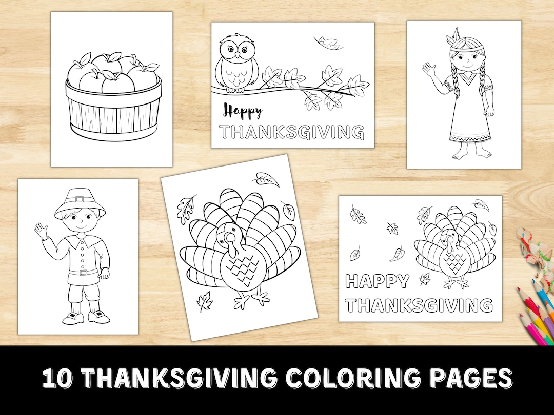 10 Thanksgiving Coloring Sheets Coloring Pages Printable - Etsy