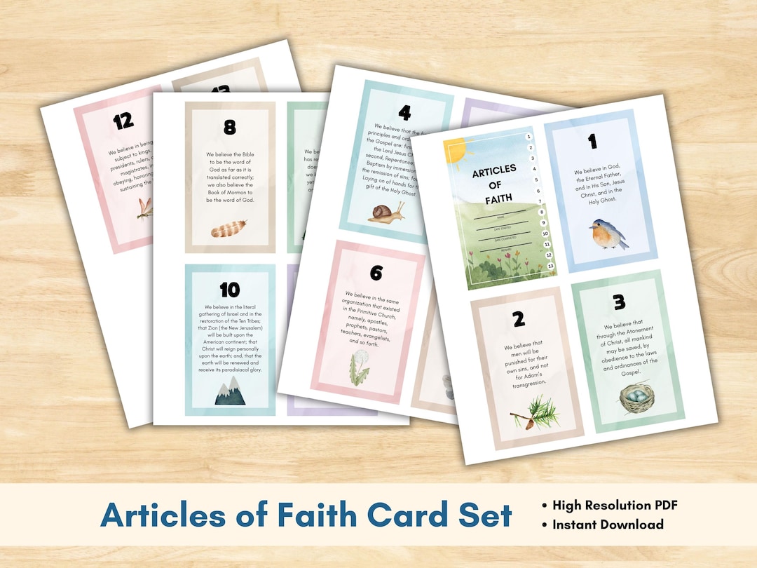 LDS Articles of Faith Cards | Scripture Memorization, Nature Theme (PDF ...