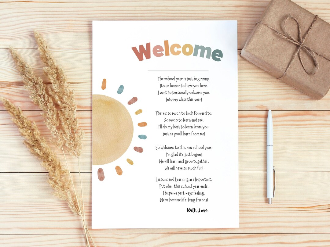 Welcome Note From Teacher | Gift From Teacher | First Day of School ...