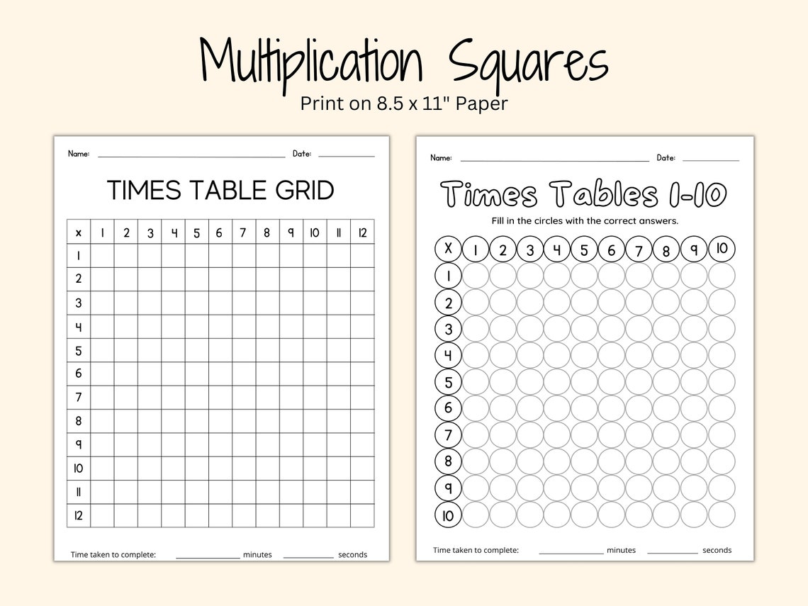 Multiplication Worksheet Printable Times Table Drill Multiplication ...