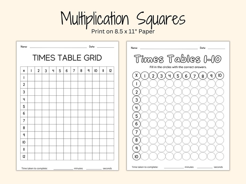 Multiplication Worksheet Printable Times Table Drill Multiplication ...