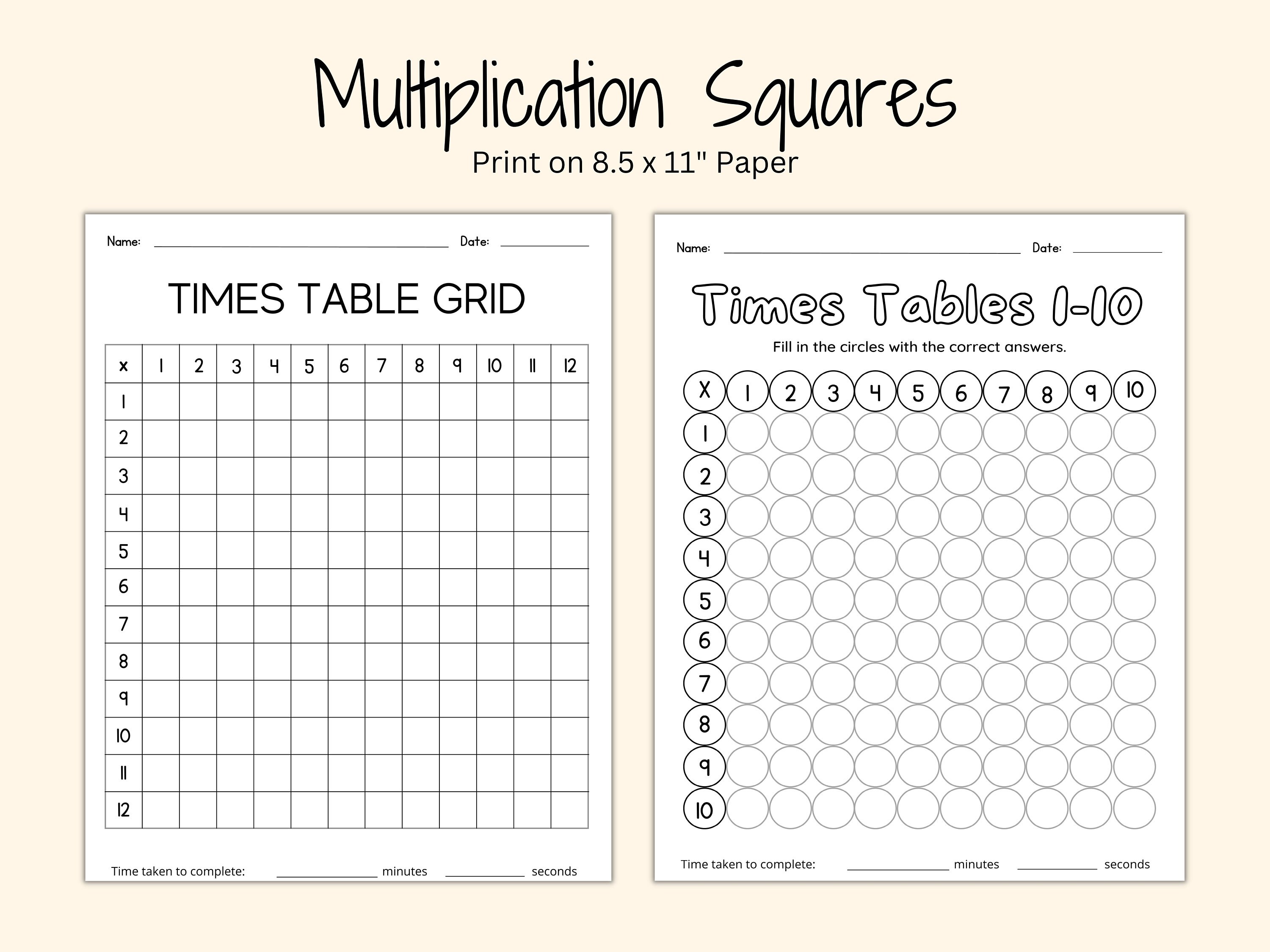 Multiplication Worksheet Printable Times Table Drill Multiplication ...