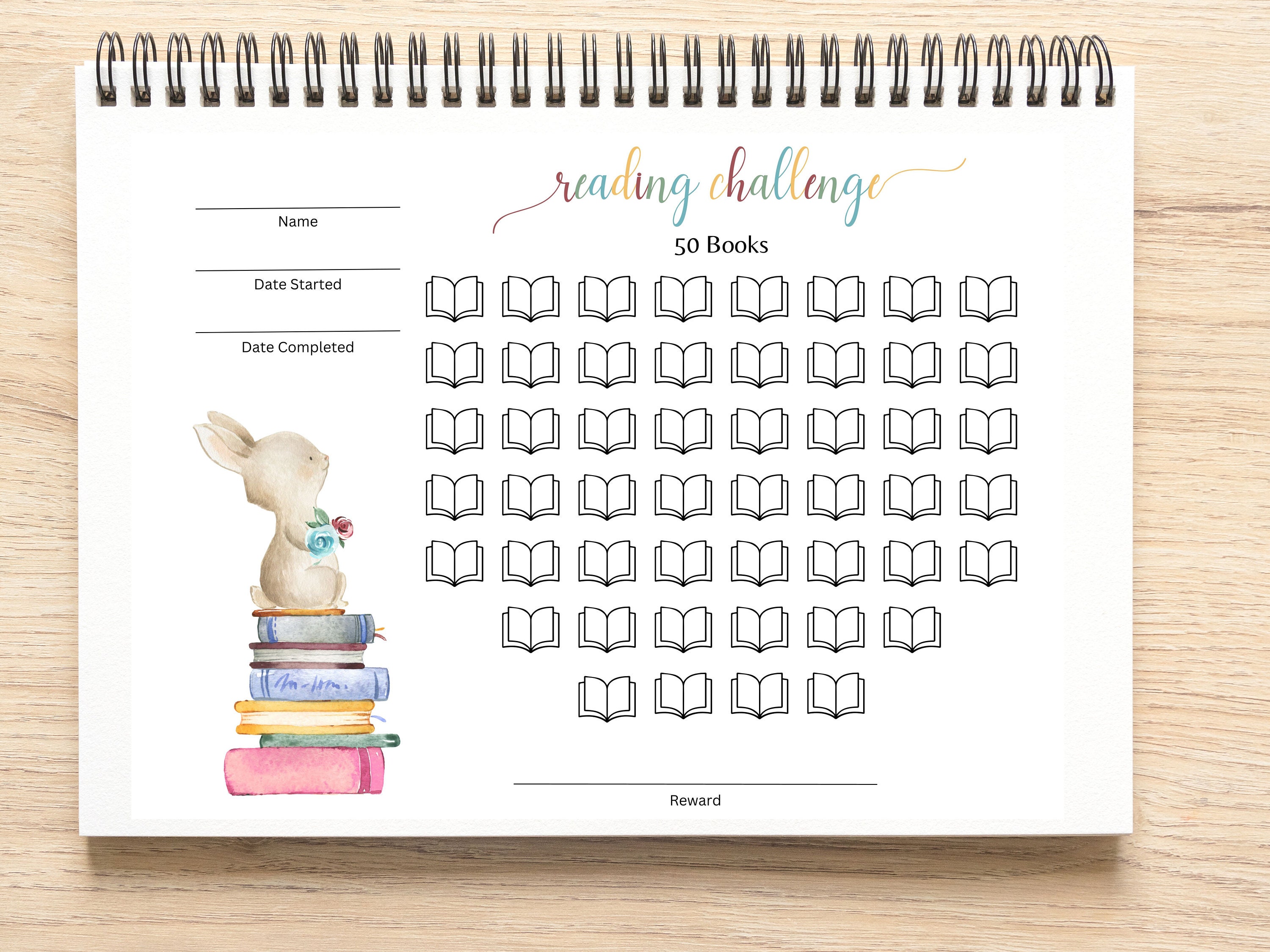 Printable Reading Log Reading Challenge Tracker Kids Reading Goal Chart ...