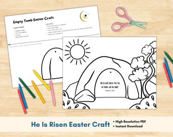 He is Risen Easter Card Crafts DIY 3D Easter Card Printable Sunday ...