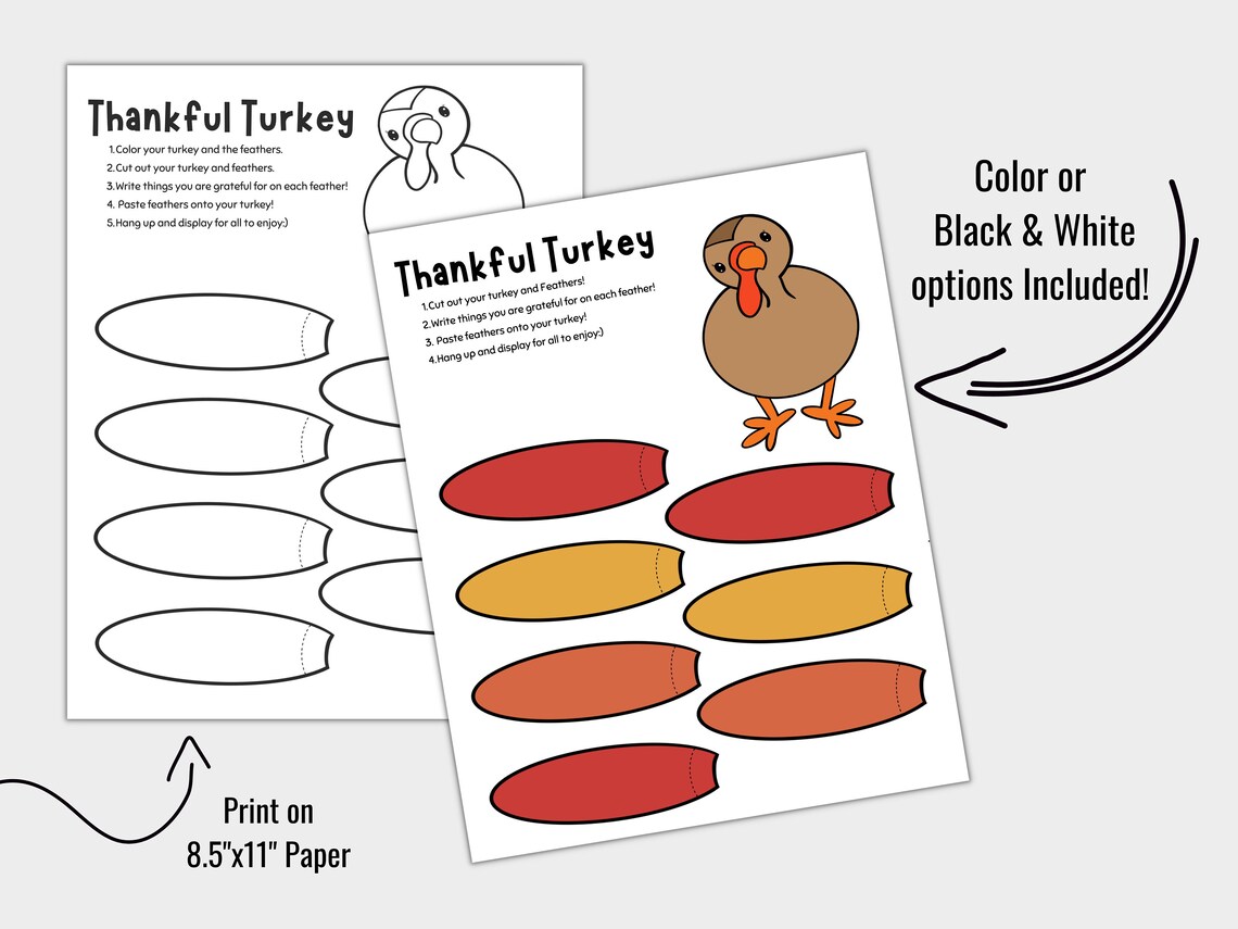Small Thanksgiving Turkey Thankful Turkey Craft Activity for Kids Cut ...