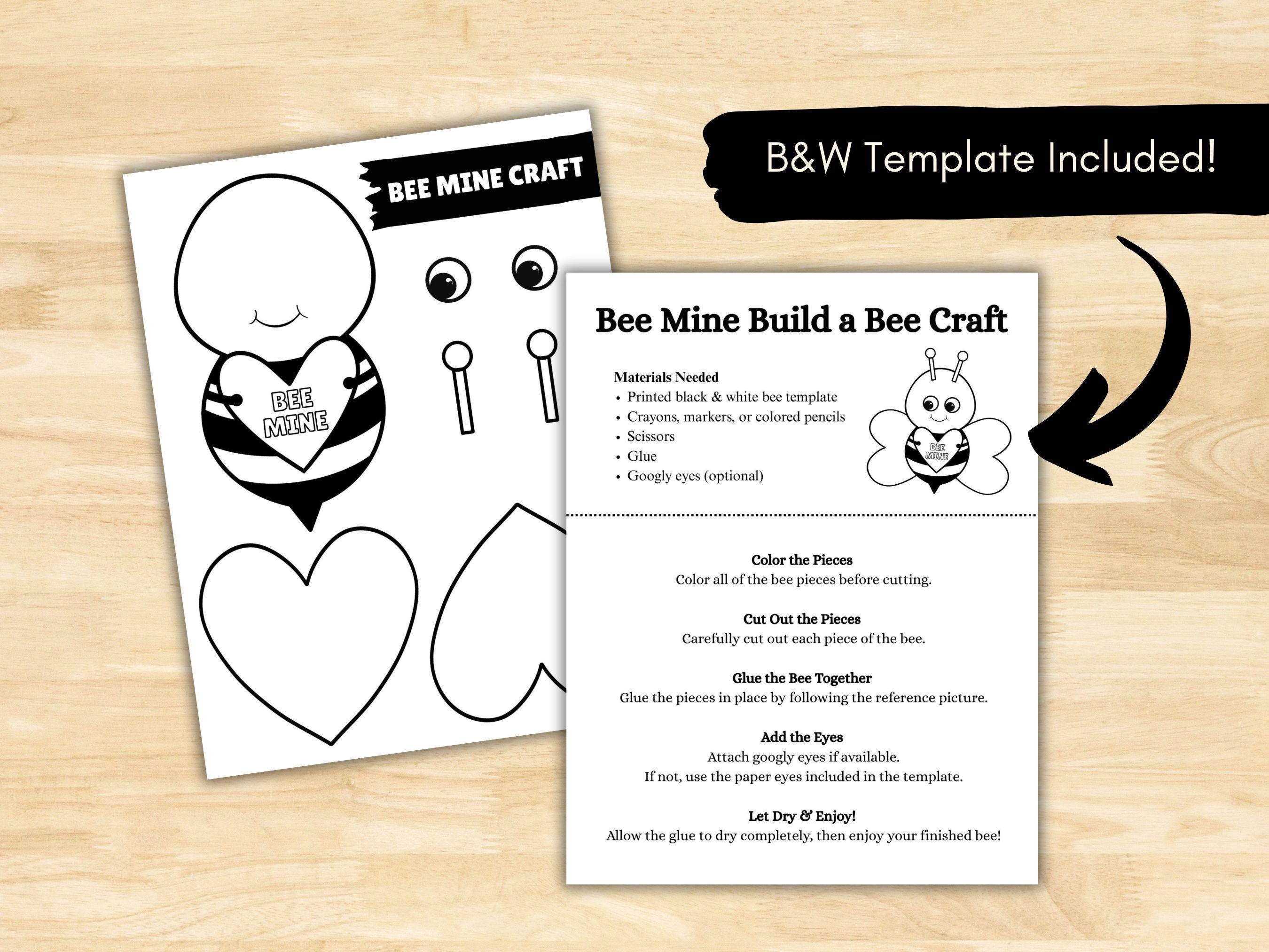 Bee Valentine Craft | Kids Cut and Paste Activity (digital Download) - Etsy