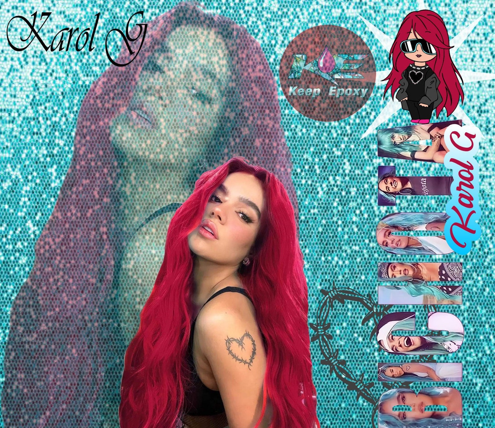 Karol G Red Hair Tumbler Wrap 20 Oz Skinny Tumbler Design - Etsy