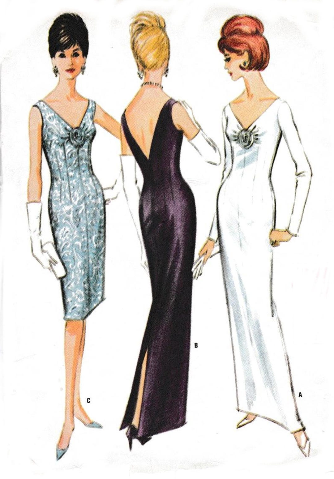 1963 Mccall's 7049 Women's Evening Dress Complete Size 14 - Etsy