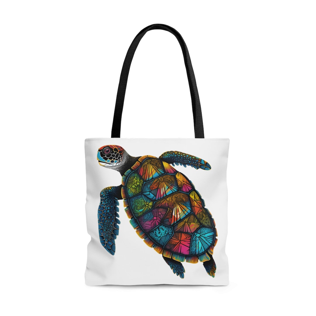 Colorful Sea Turtle Tote Bag - Eco-friendly Canvas - Oceanic Chic - Etsy