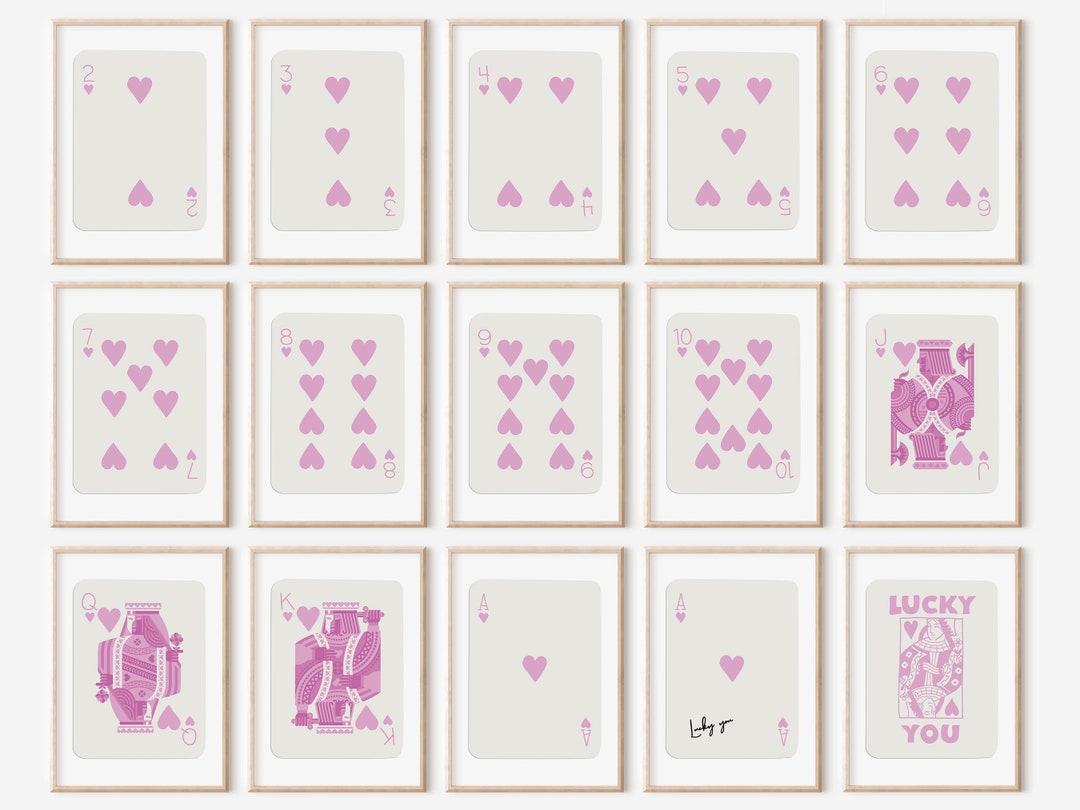 Trendy Set of 15 Playing Cards, Lucky You Poster, Trendy Retro Wall Art ...