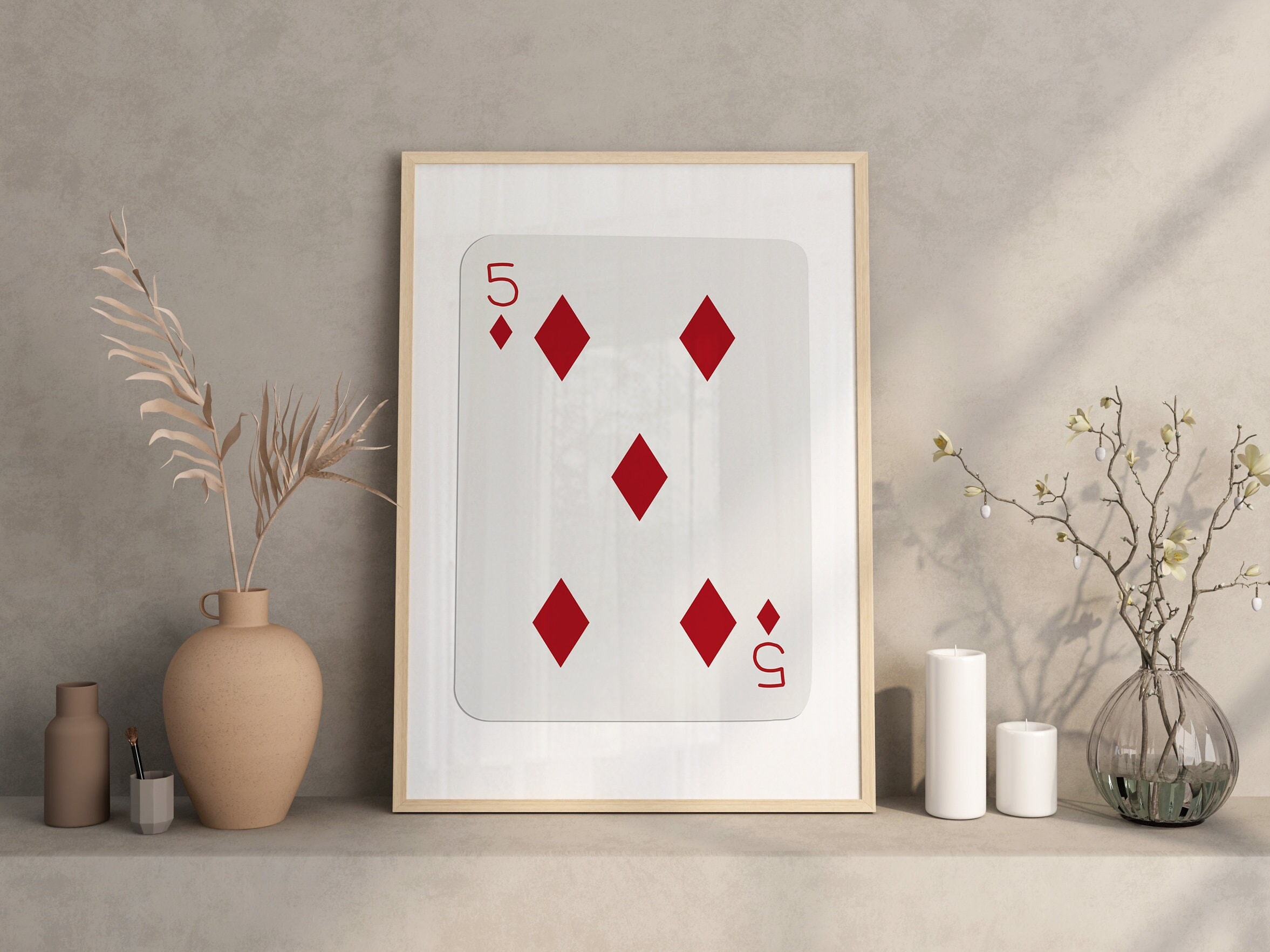Trendy 5 of Diamonds Print, Printable Wall Art, Trendy Retro Wall Art ...