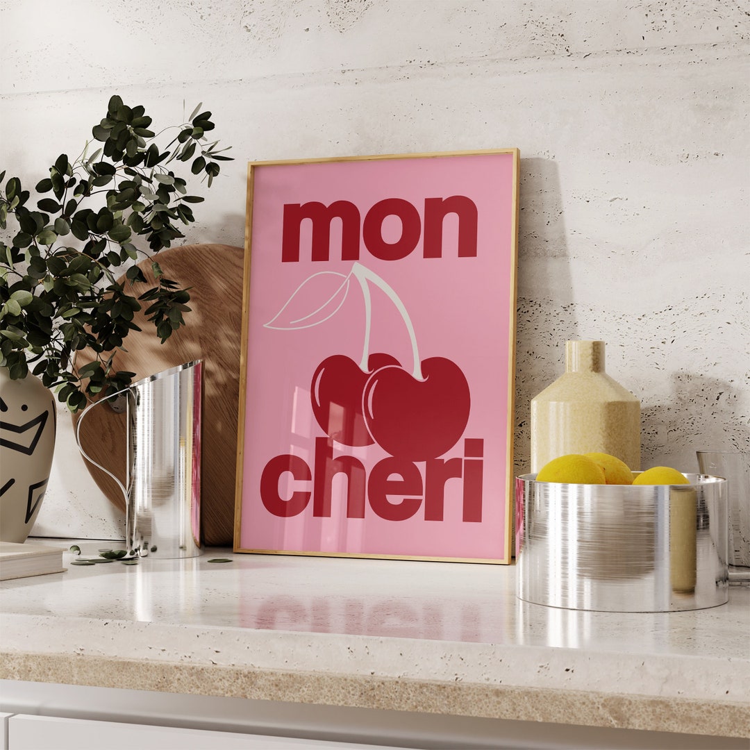 Mon Cheri Poster Girly Wall Art Bar Cart Print Trendy Wall Art Dorm ...