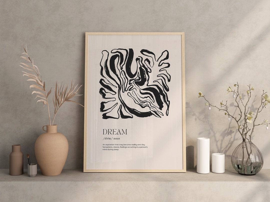Dream Definition Typography Posters, Quote Dictionary Vocabulary Print ...