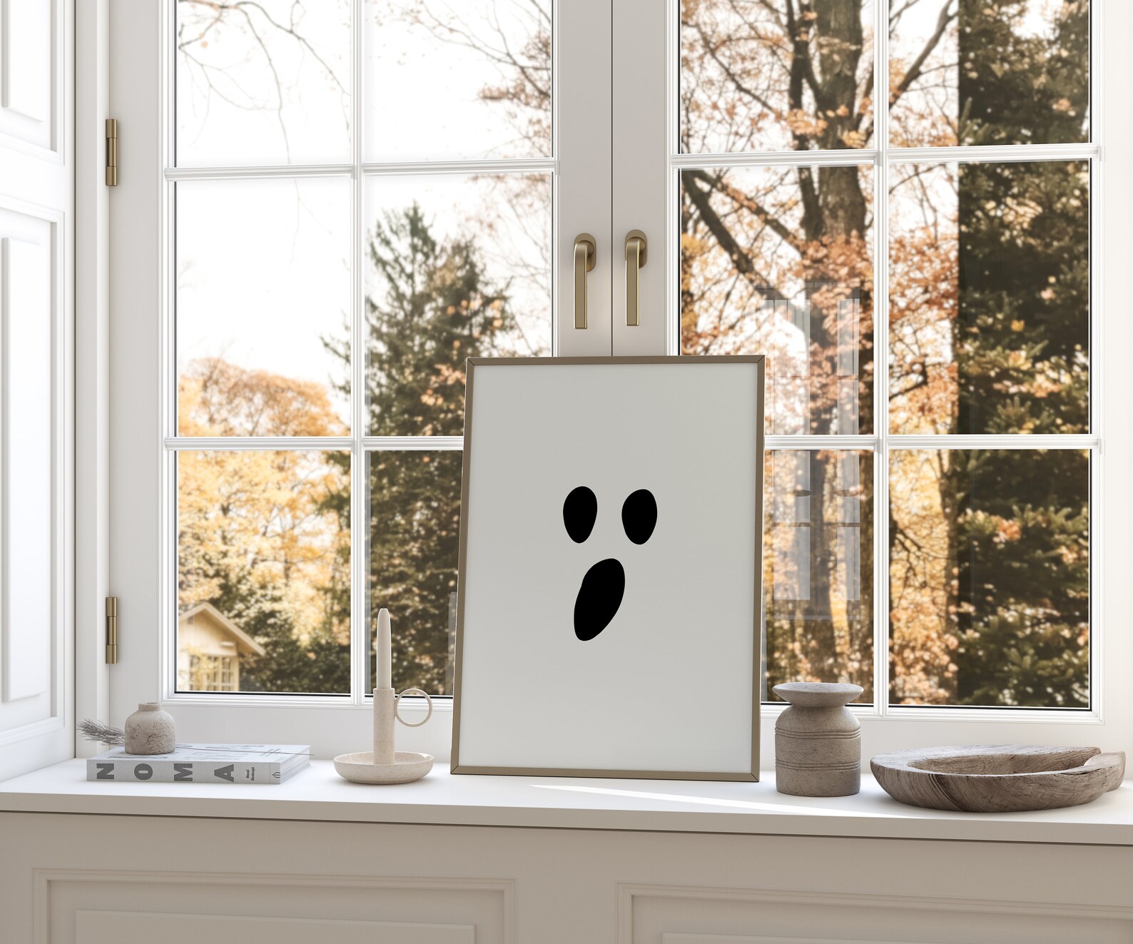 Halloween Wall Art, Cute Ghost Print, Aesthetic Fall Decor, Boho ...
