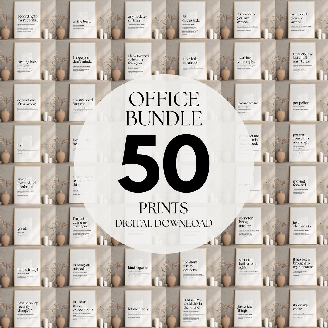 50 Funny Office Prints, Printable Wall Art, Home Office Decor, Work ...