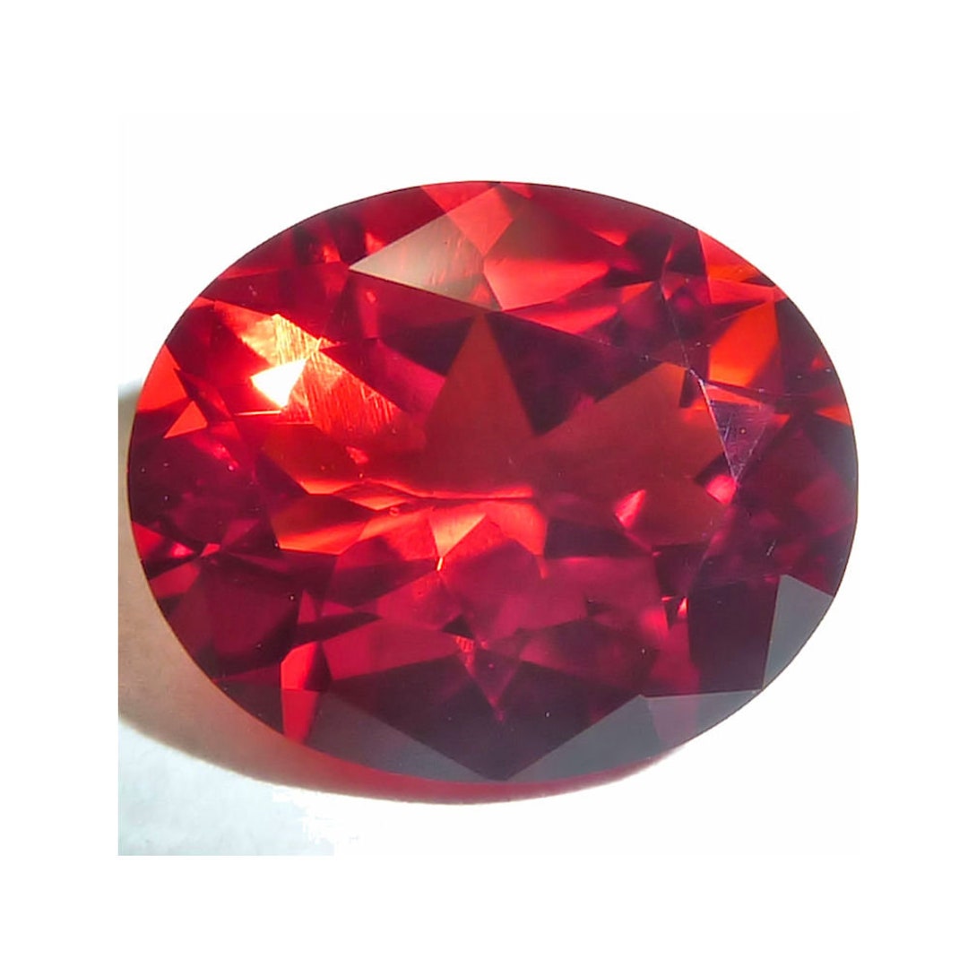 Lab Created HELENITE Oval Red Orange Faceted Loose Gemstones Fine Cut ...
