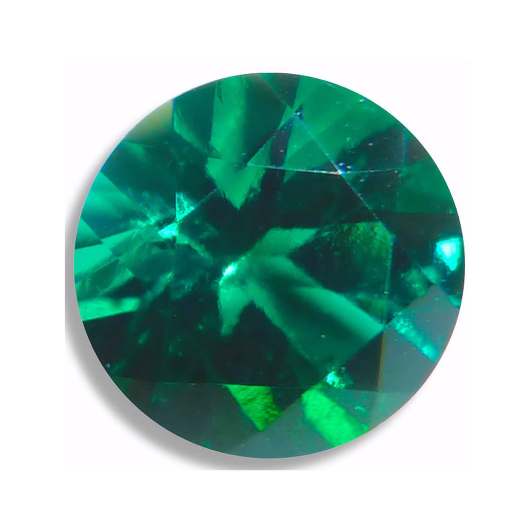 Lab Created EMERALD Green Round Brilliant Faceted Loose Gemstones Since ...