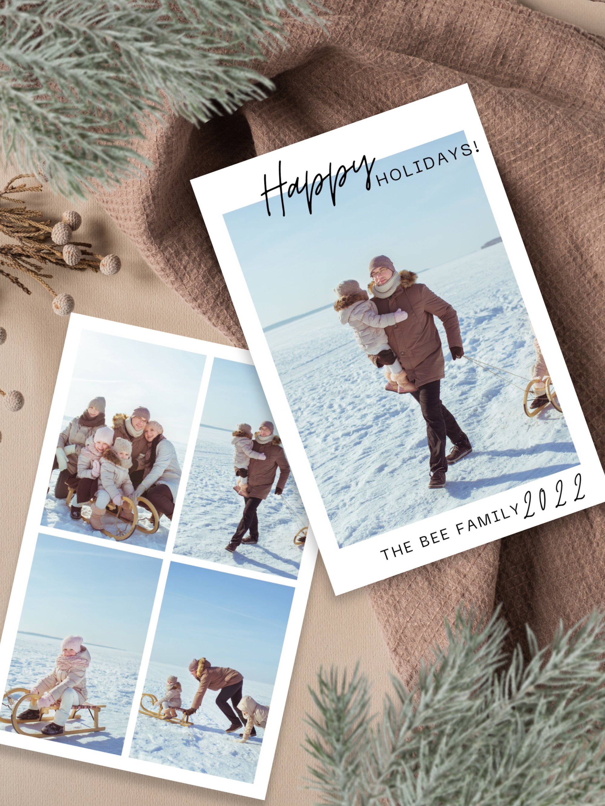 Digital Holiday Card Template, Printable Christmas Card, Editable ...