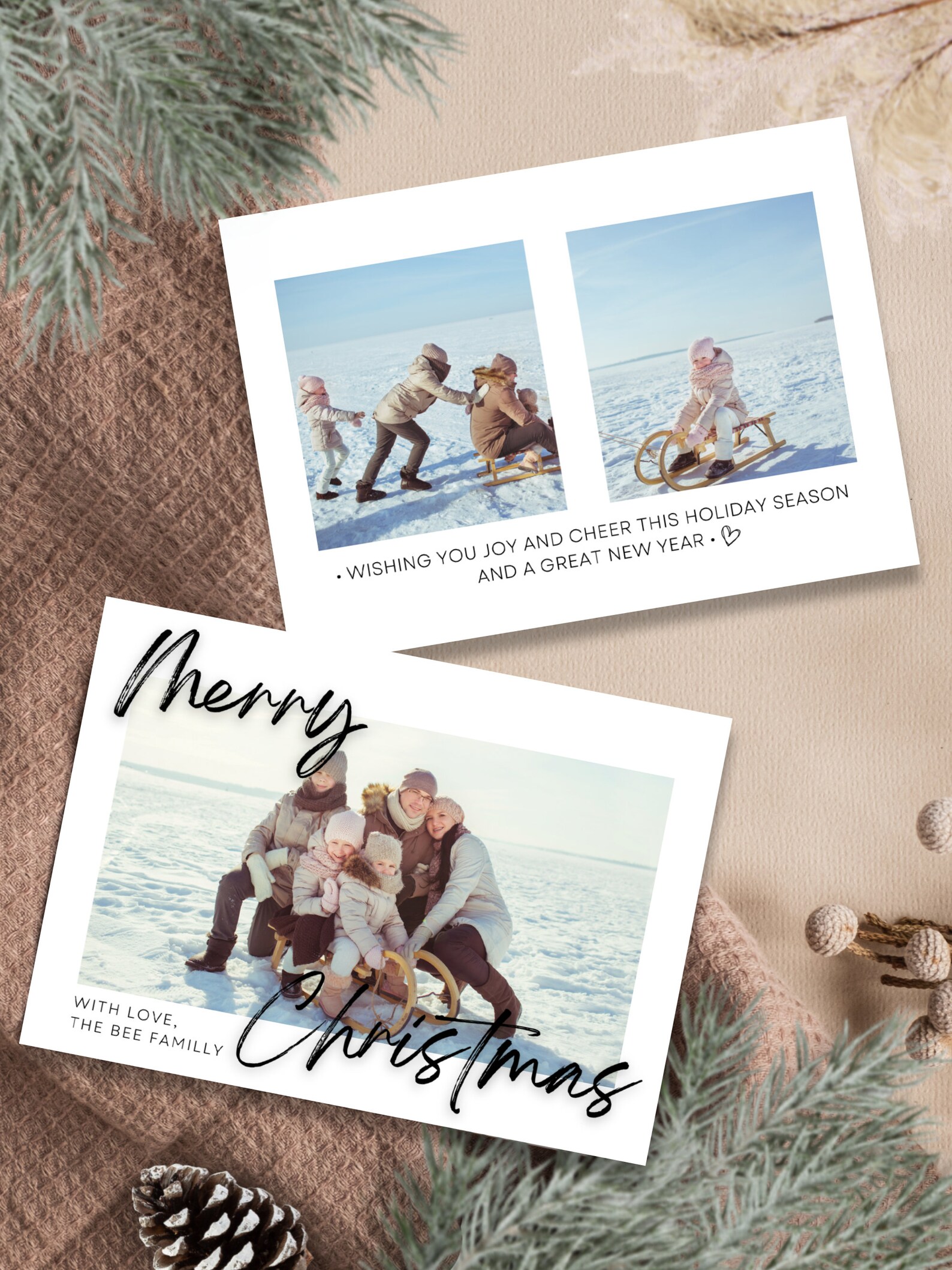 Minimalist Christmas Card Template, Printable Christmas Card, Editable ...