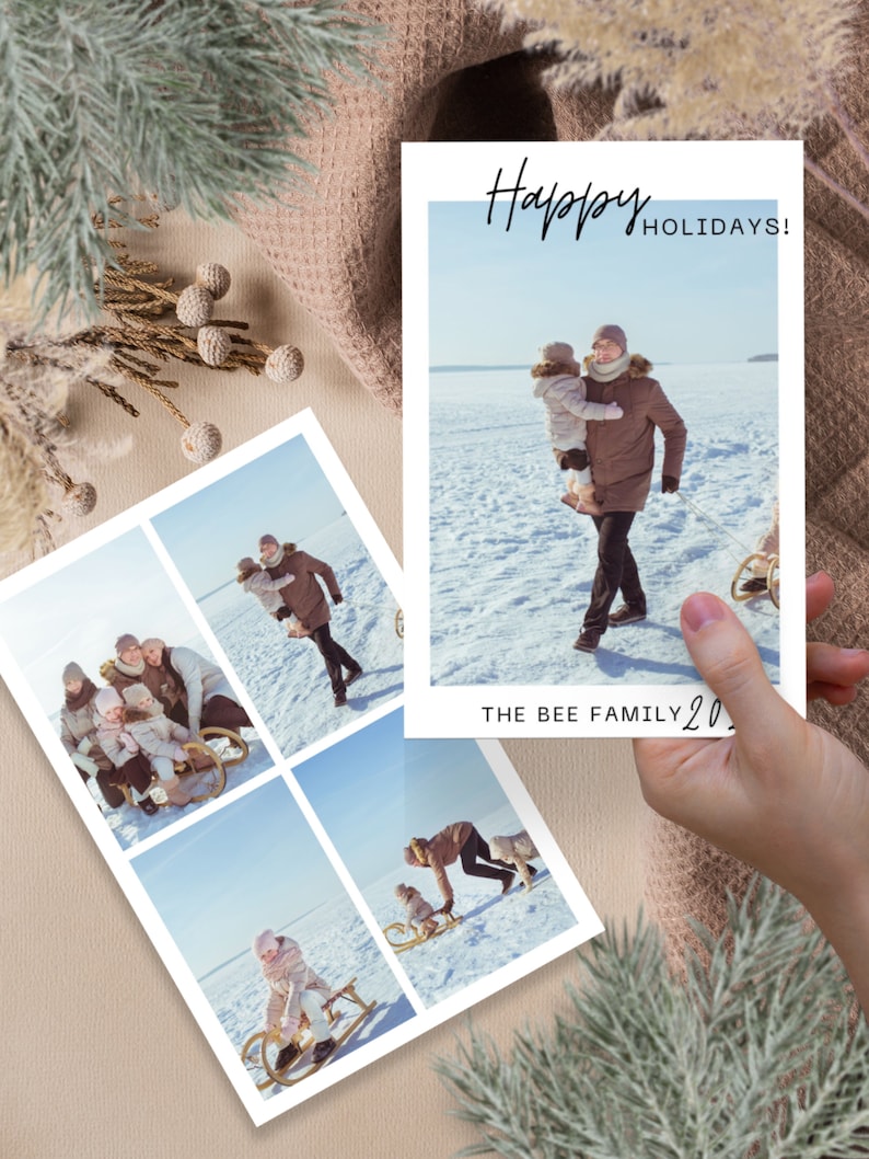 Digital Holiday Card Template, Printable Christmas Card, Editable ...