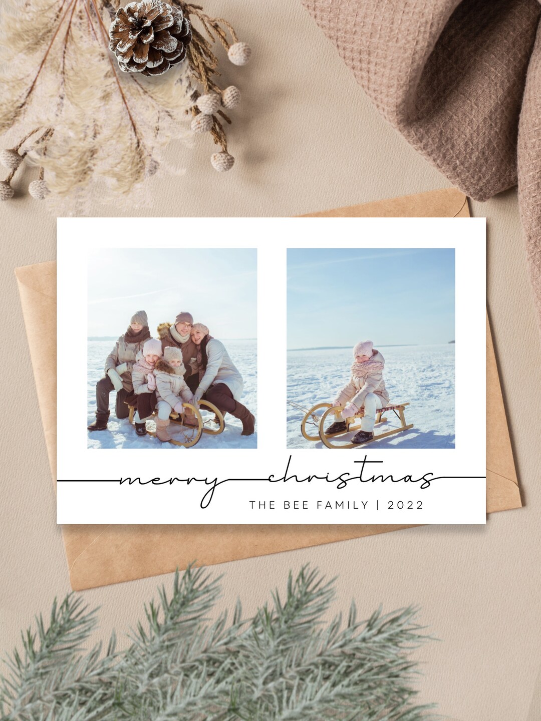 Christmas Card Template, Printable Christmas Card, Editable Holiday ...
