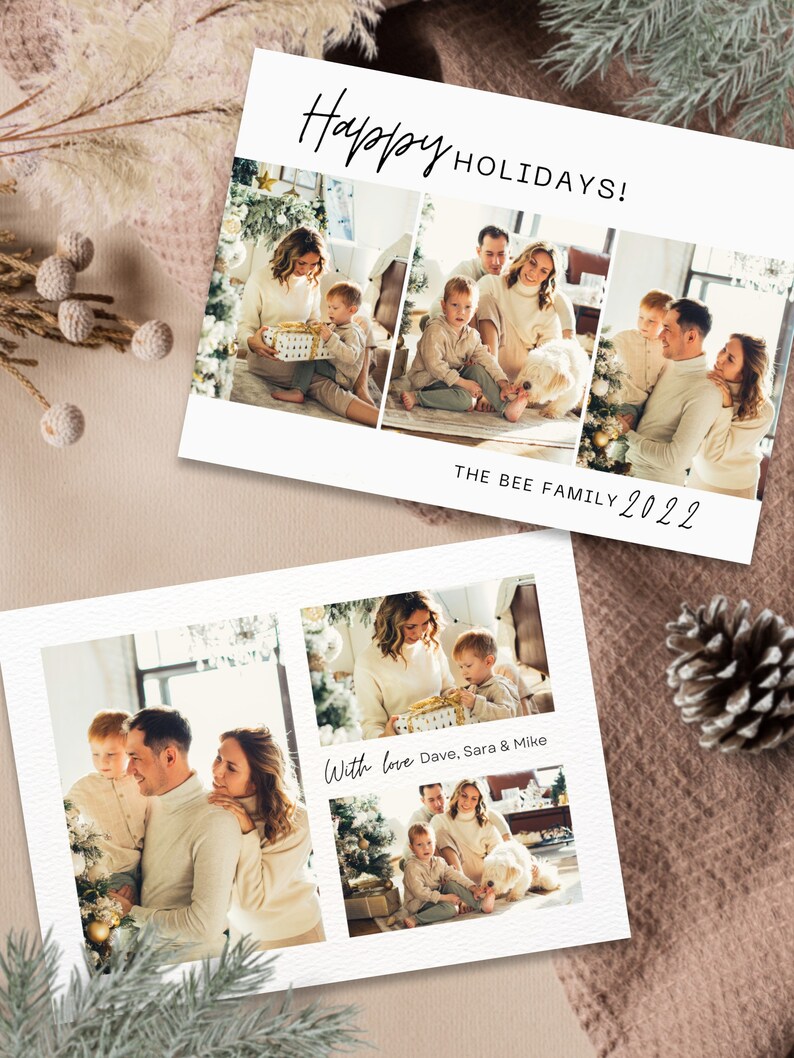Minimalist Holiday Card Template, Printable Christmas Card, Editable ...