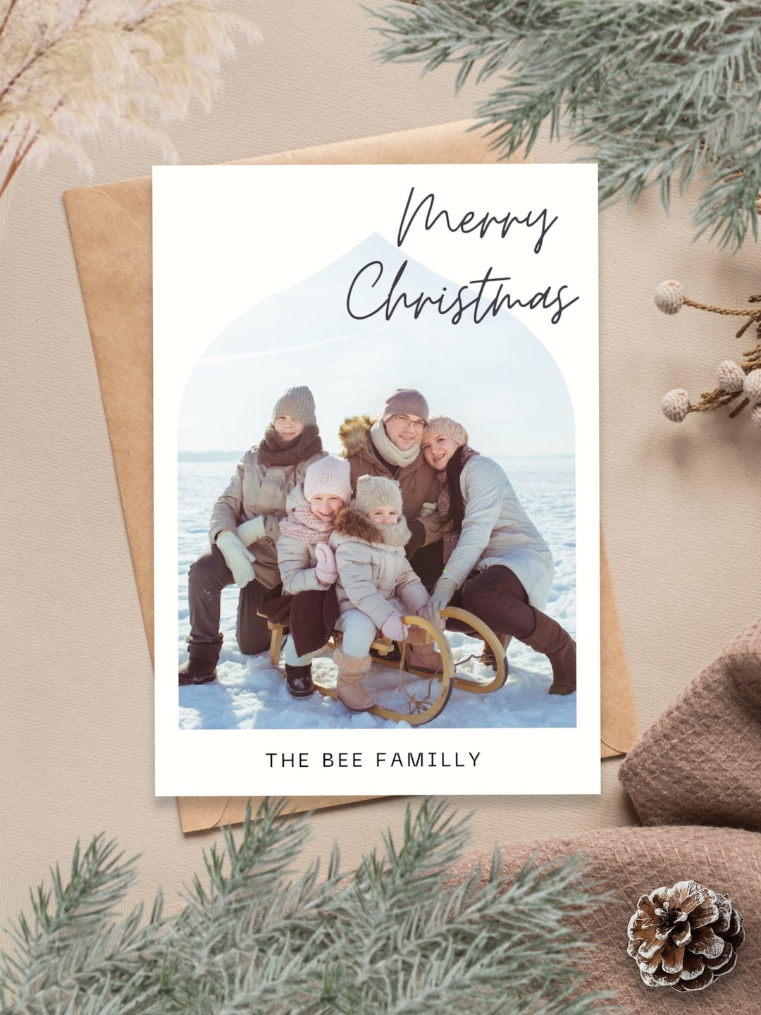 Christmas Card Template, Printable Christmas Card, Editable Simple ...