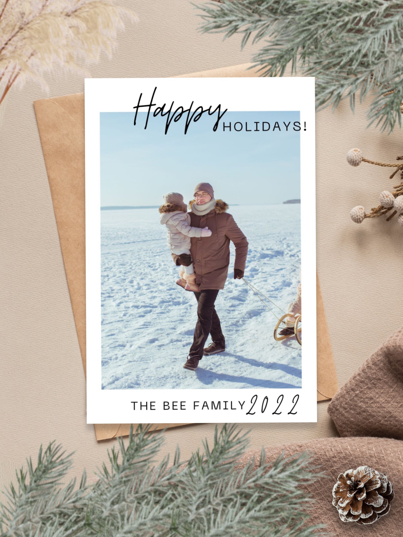 Digital Holiday Card Template, Printable Christmas Card, Editable ...