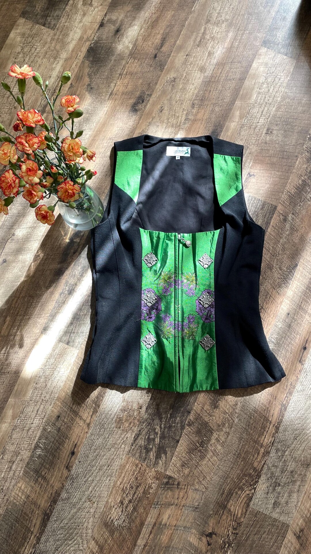 Винтажный корсет Dirndl Bodice Vest – Loden Style – Размер EU 40 - Etsy