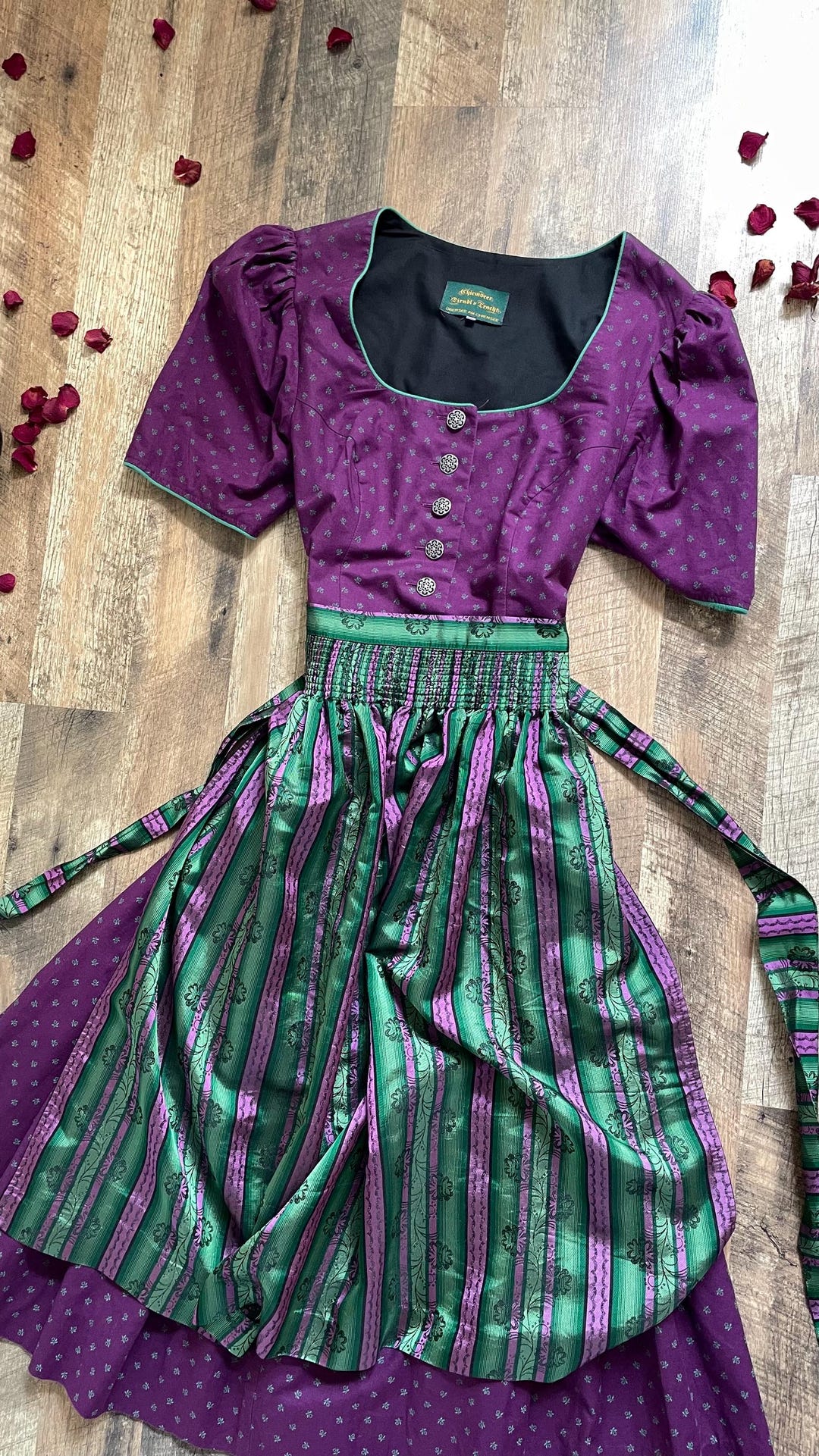 Vintage Dirndl Dress by Chiemseer Dirndl Tracht – Purple & Green – Size ...